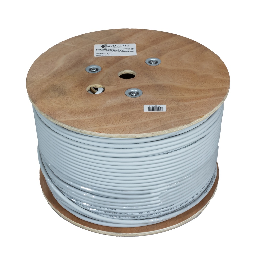 Cat.7 10G S/FTP 23 AWG Cable Roll LSZH 305m Roll Grey Colour | Avalon ...